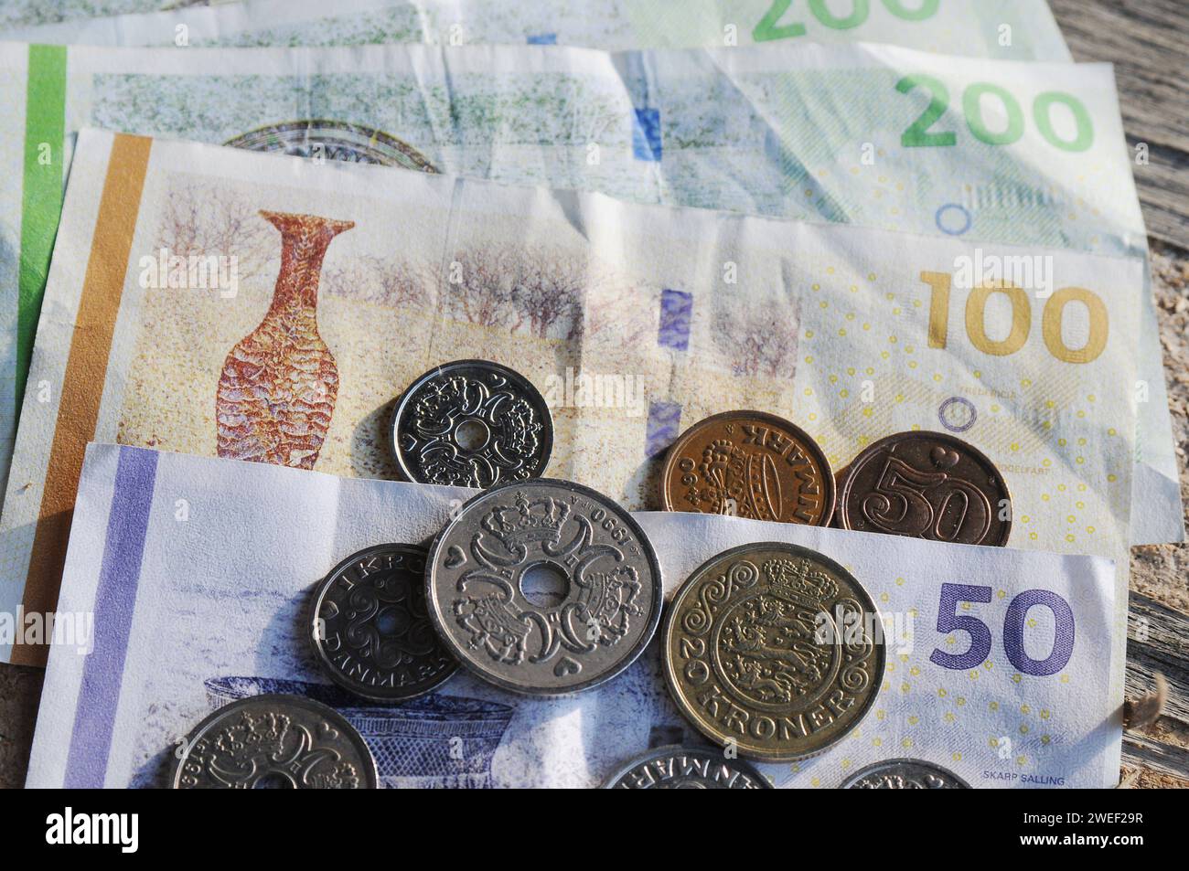 Copenhagen, Denmark /25 January 2024/. Danish kronercurrency noteS in ...