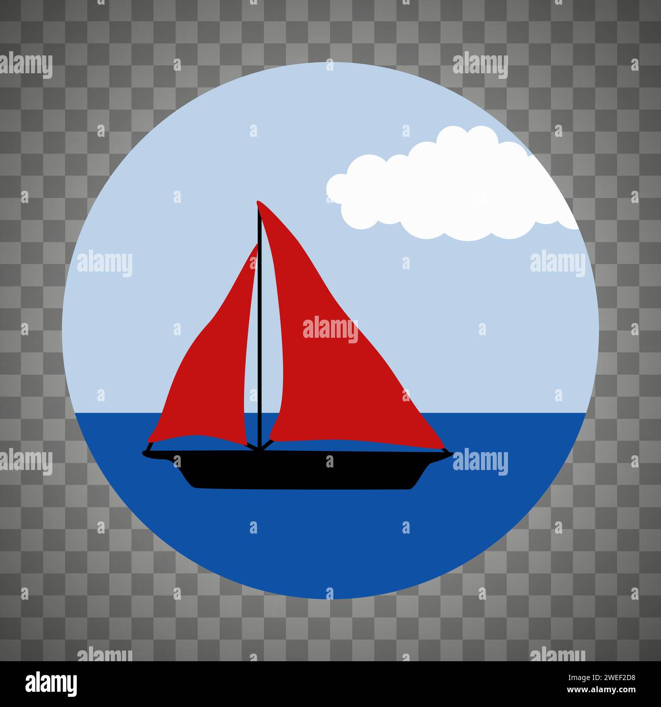 Sailboat sails in circle without background vector illustration in ...