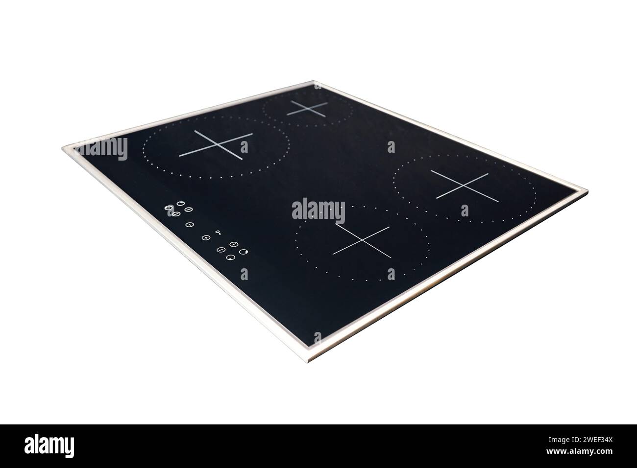 Grey countertop with black glossy built in ceramic glass induction or ...