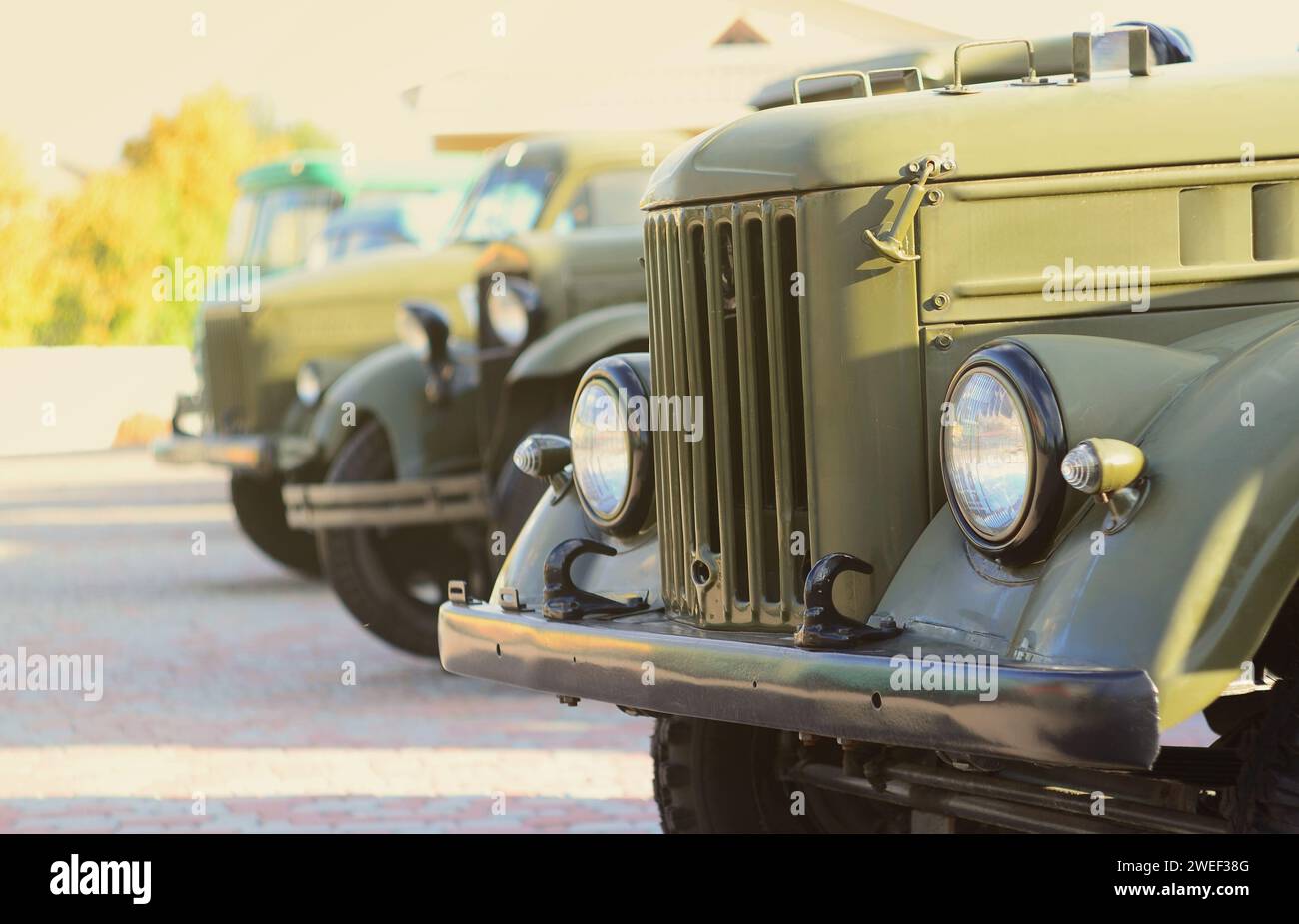 Photo of the cabins of three military off-road vehicles from the times ...