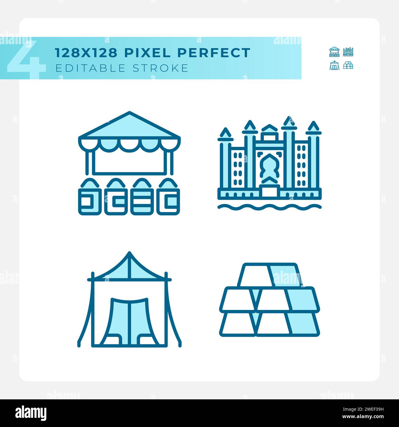 Uae wealth arabic heritage light blue icons Stock Vector Image & Art ...