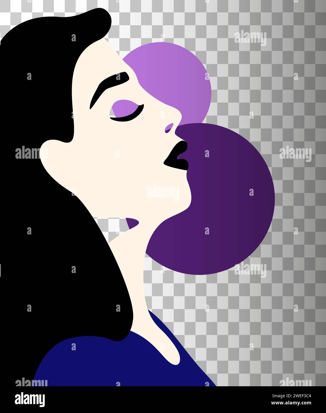 Profile of beautiful young woman without background in minimalistic ...