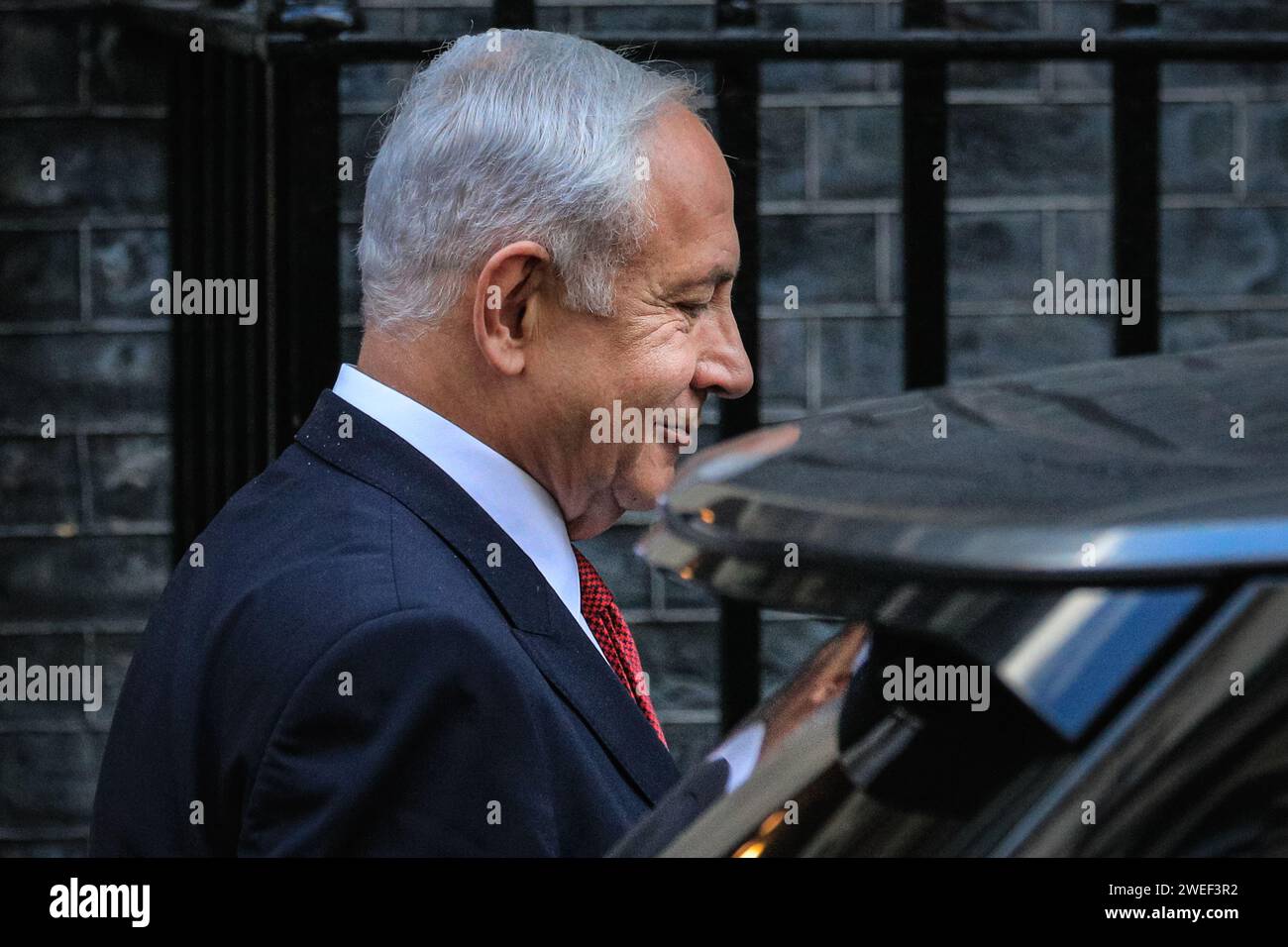 London, UK, 23rd March 2023. Netanyahu exits 10 Downing Street after the meeting. Rishi Sunak ...