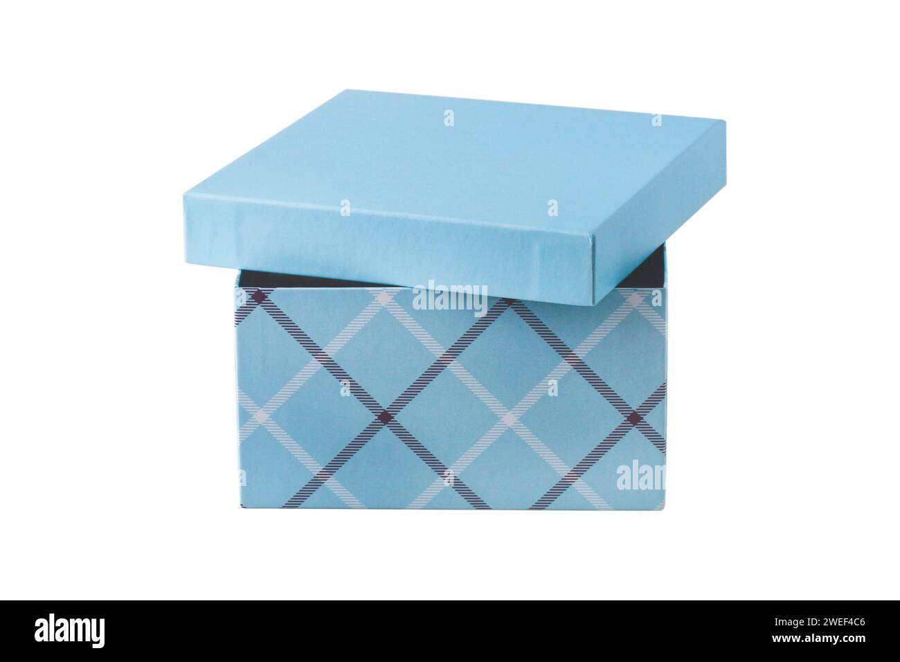 Blue gift box with lid ajar isolated on white background Stock Photo ...