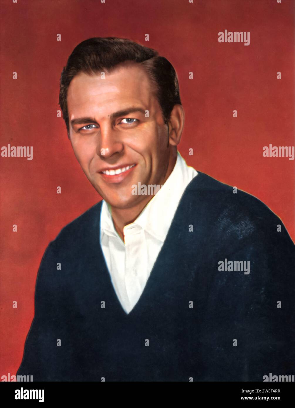A portrait of Howard Keel, a celebrated actor and singer, notable for ...