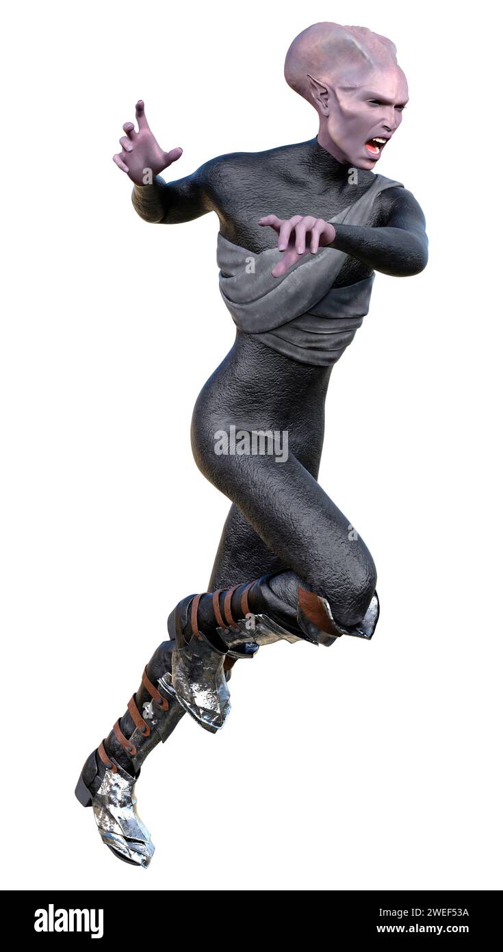 3D rendering of a fantasy alien isolated on white background Stock ...