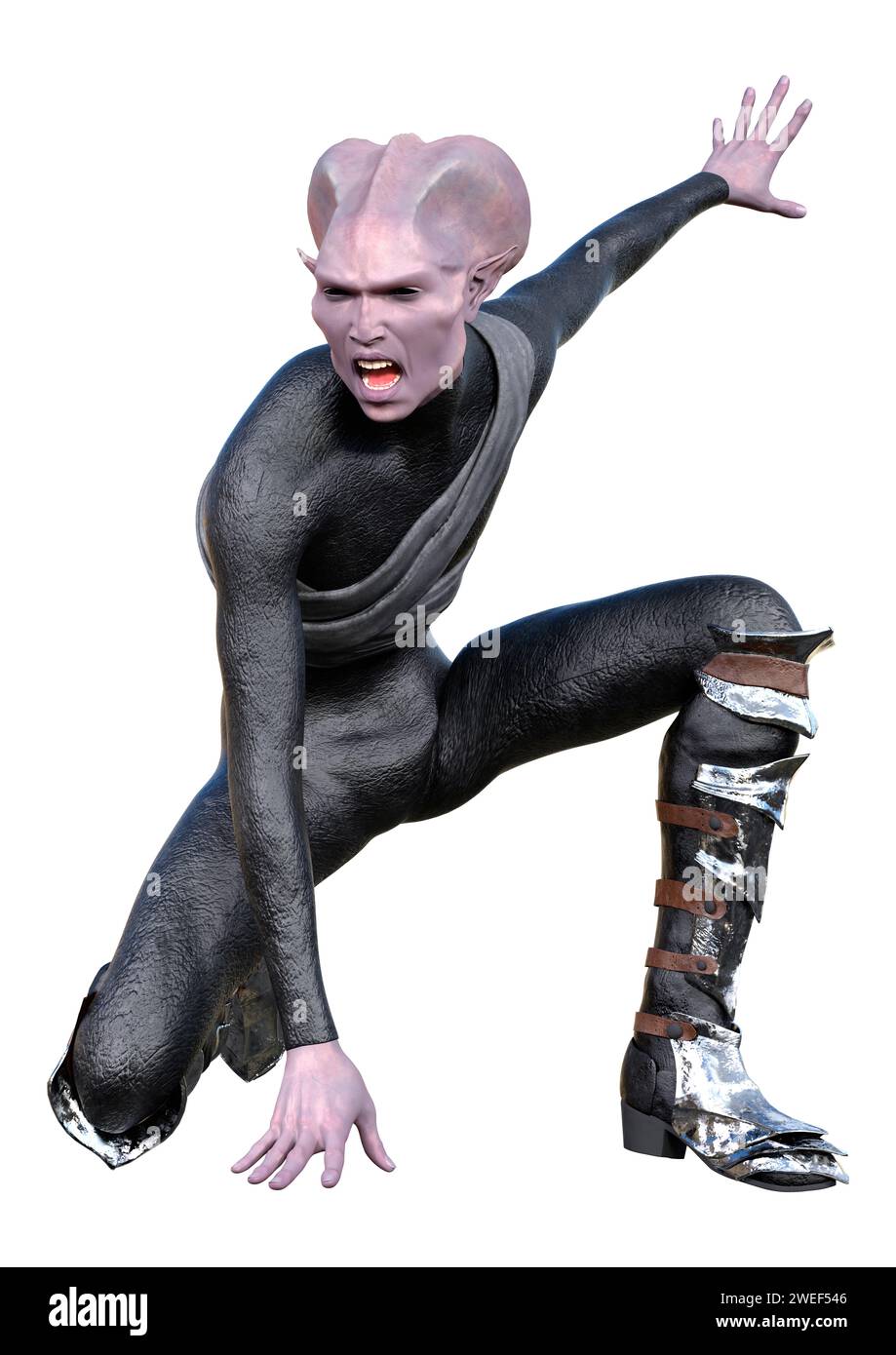 3D rendering of a fantasy alien isolated on white background Stock ...