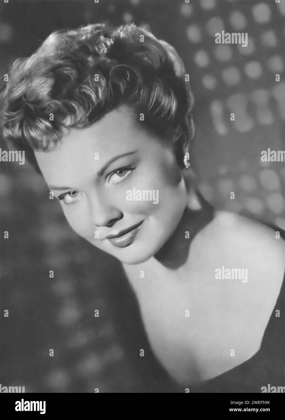 A portrait of Wanda Hendrix, an actress known for her role in 'Ride the Pink Horse' (1947). In ...