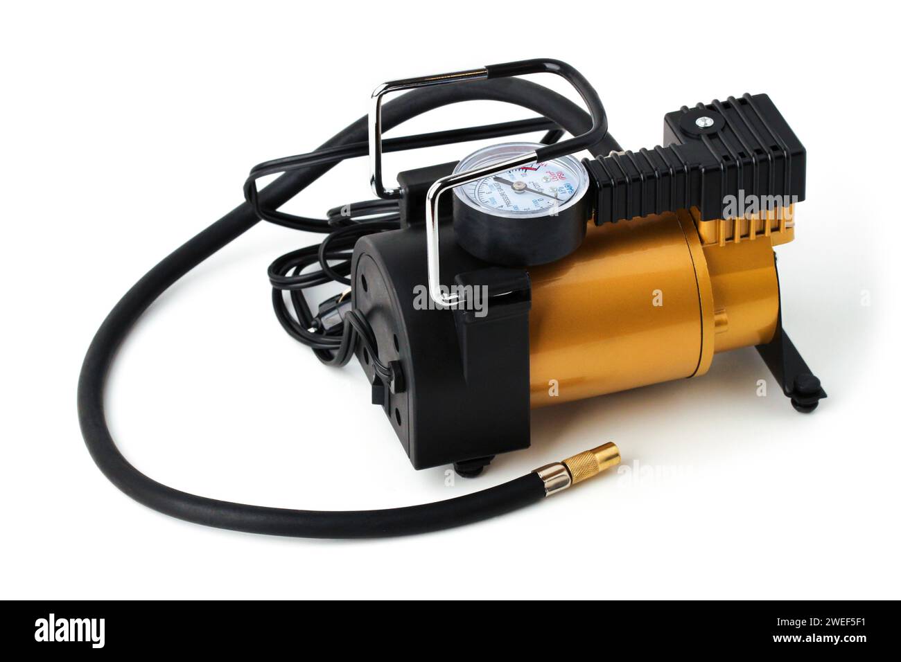 Electric car tire pump isolated on white background Stock Photo - Alamy