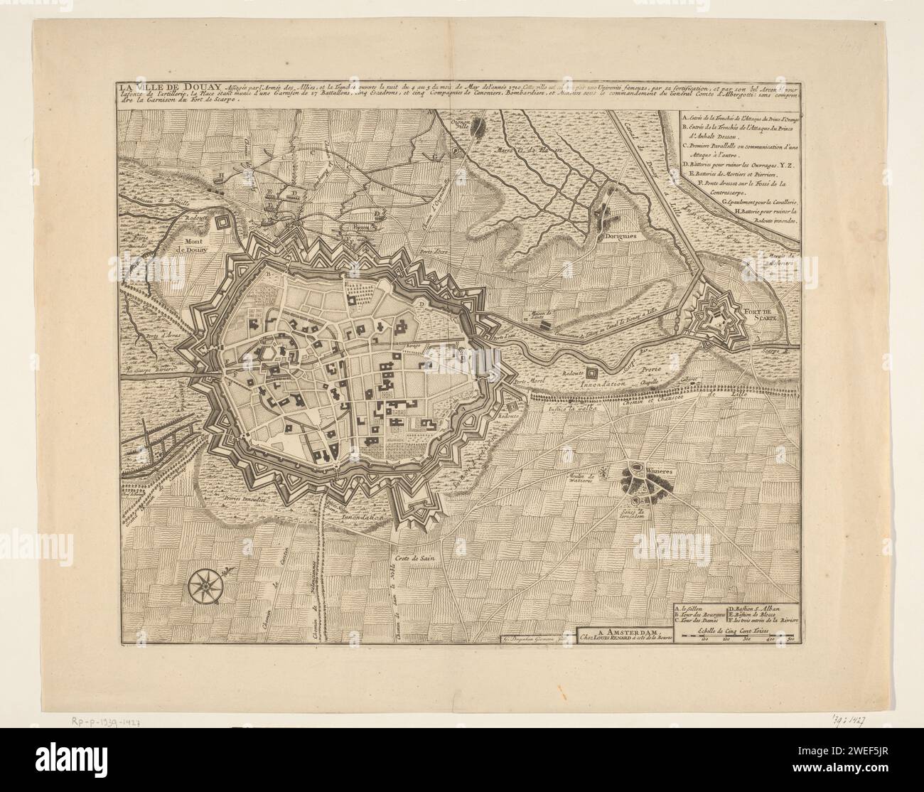Map of Douay, 1710, Gerrit Drogenham, 1710 print Map of the city of ...