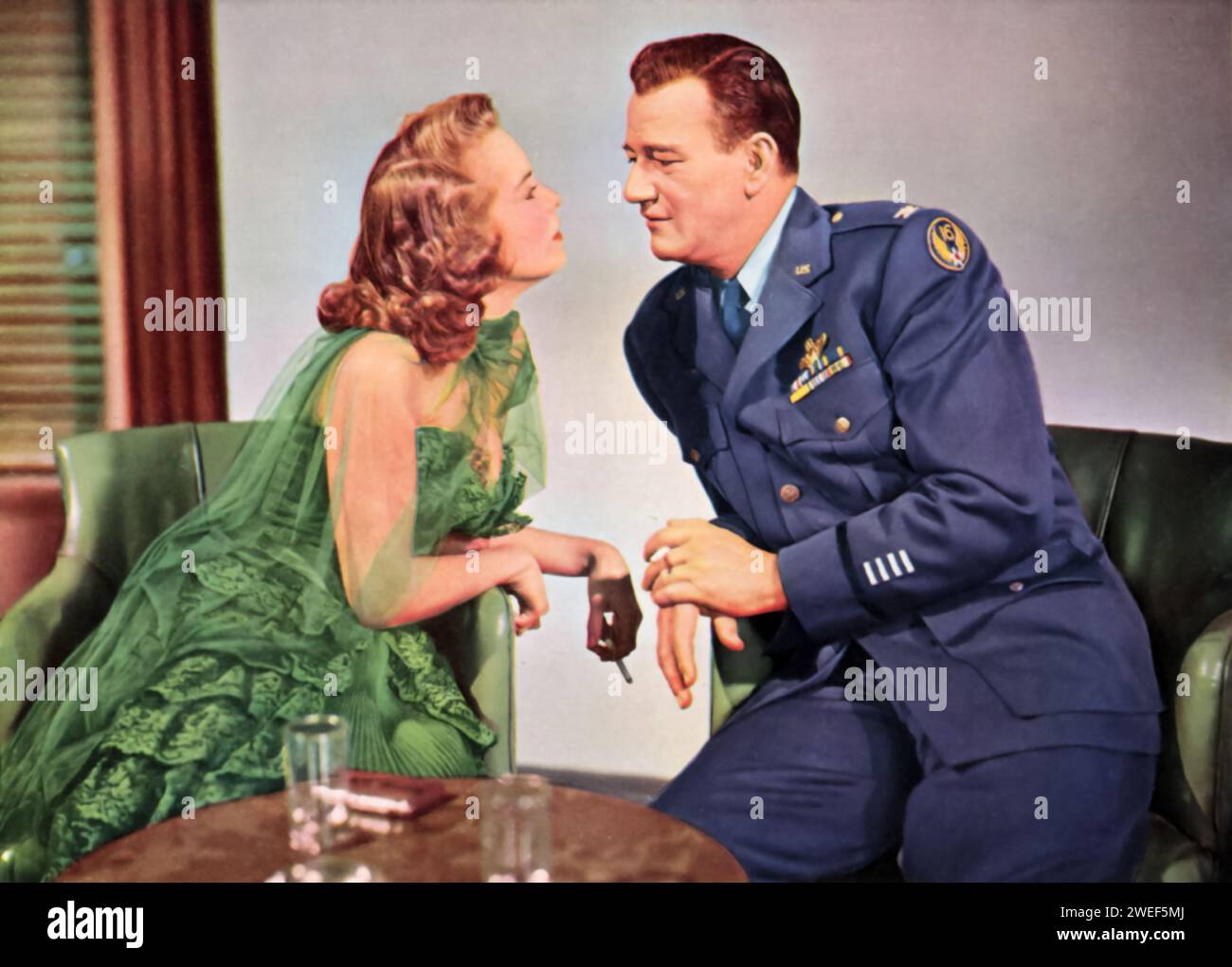 Janet Leigh and John Wayne are shown in a scene from 'Jet Pilot' (1957 ...