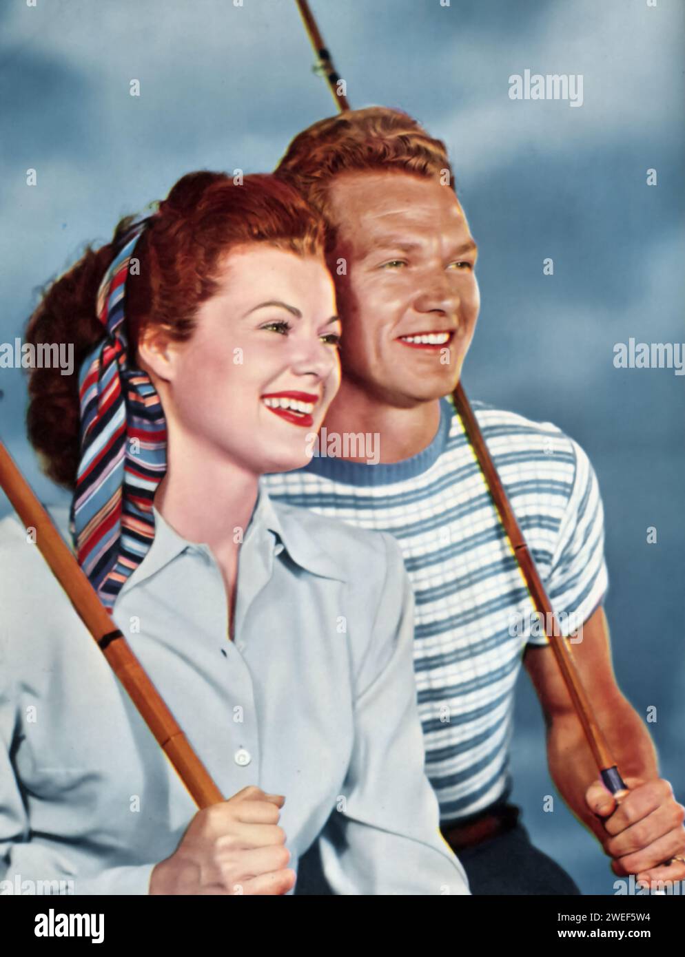 A portrait of Barbara Hale and Bill Williams, stars of 'The Clay Pigeon ...