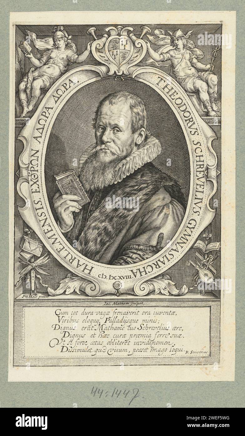 Portrait of Theodorus Schrevelius at the age of 46, Jacob Matham, After ...