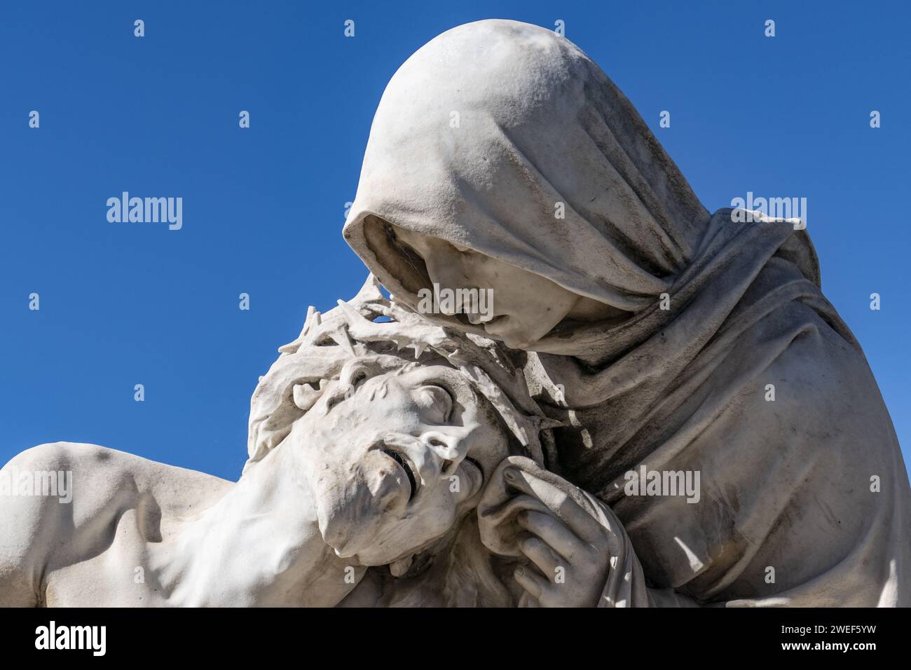 A scenic view of Michelangelo's La Pieta sculpture against a vibrant ...