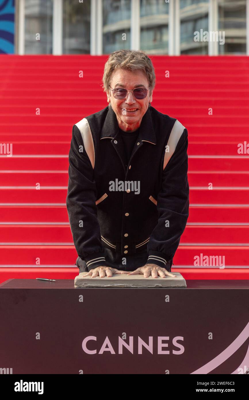 Cannes, France. 25th Jan, 2024. Jean-Michel Jarre at handprinting ...