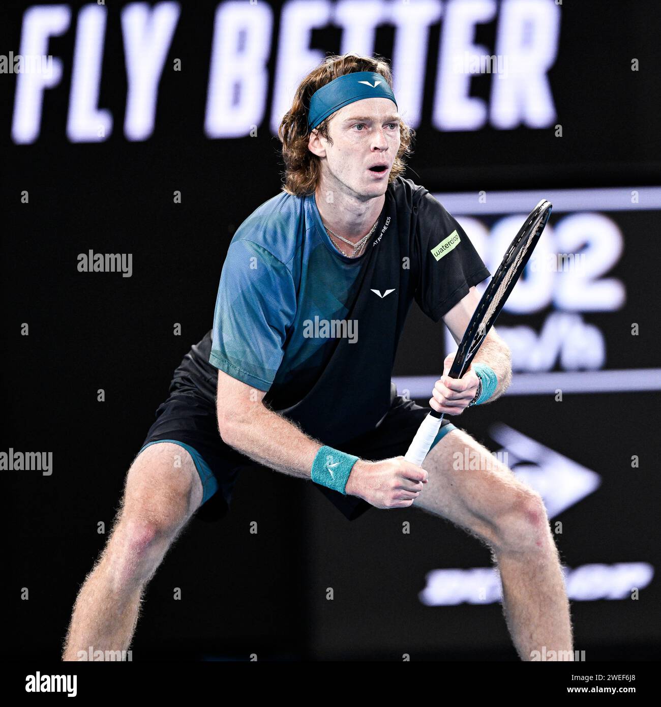 Paris, France. 23rd Jan, 2024. Andrey Rublev during the Australian Open ...