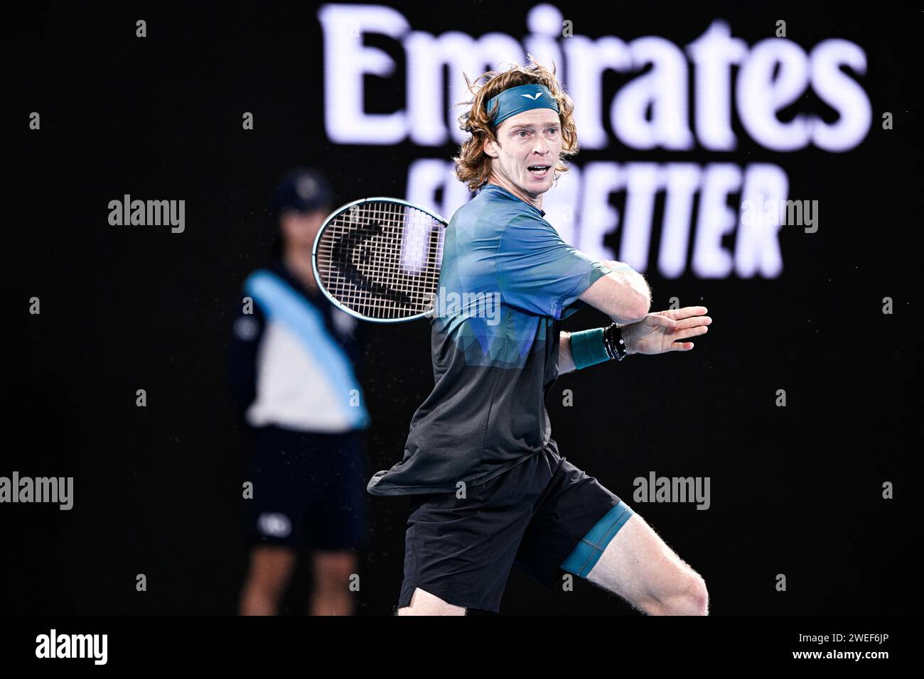 Paris, France. 23rd Jan, 2024. Andrey Rublev during the Australian Open ...