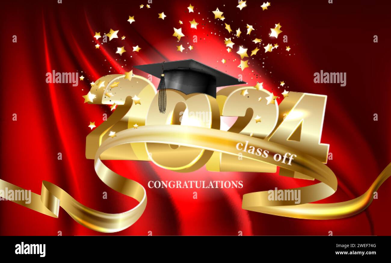 Class of 2024, word lettering script banner. Congrats Graduation ...