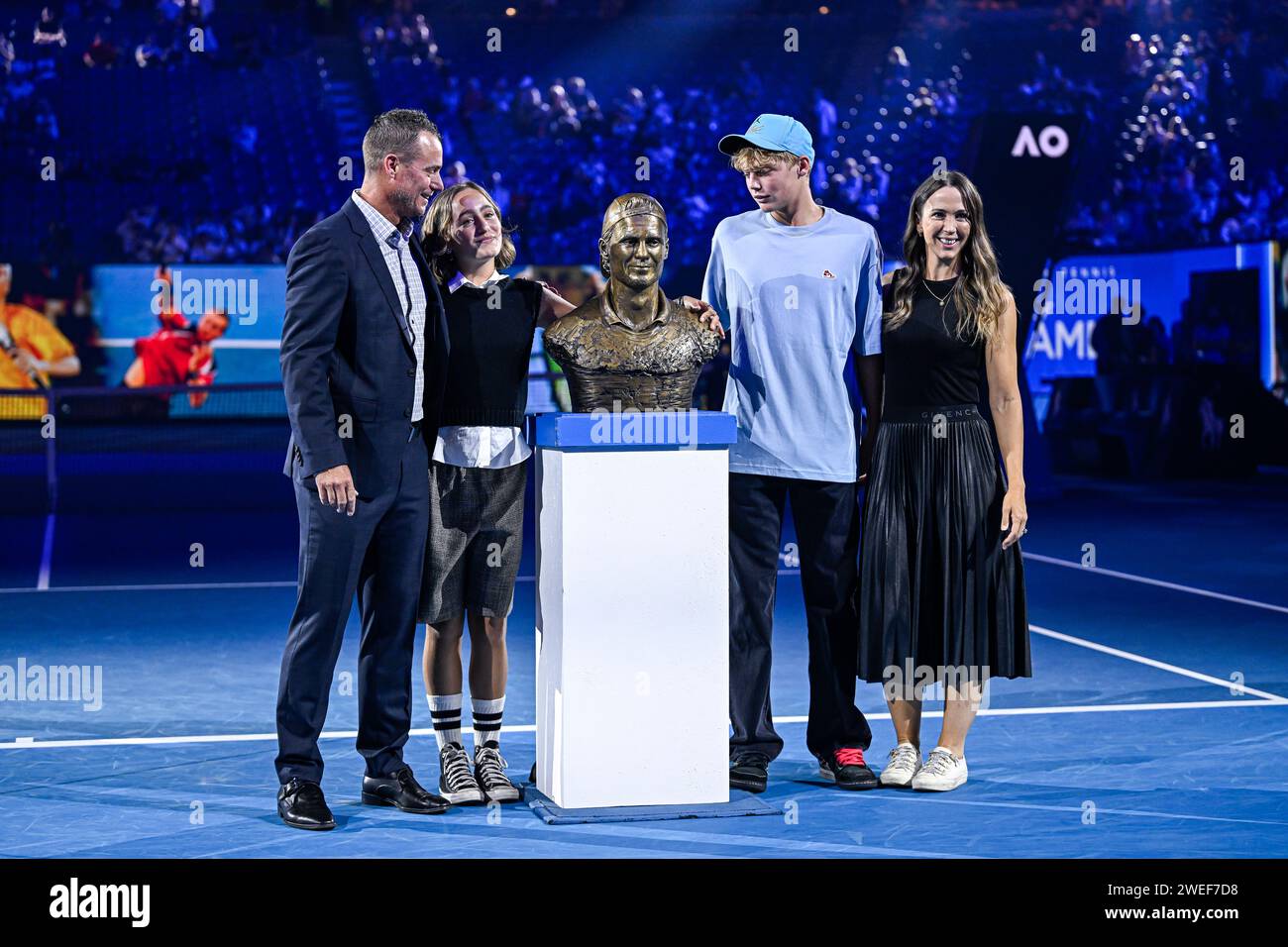 Lleyton Hewitt with his wife Bec Hewitt and children Ava Hewitt and ...