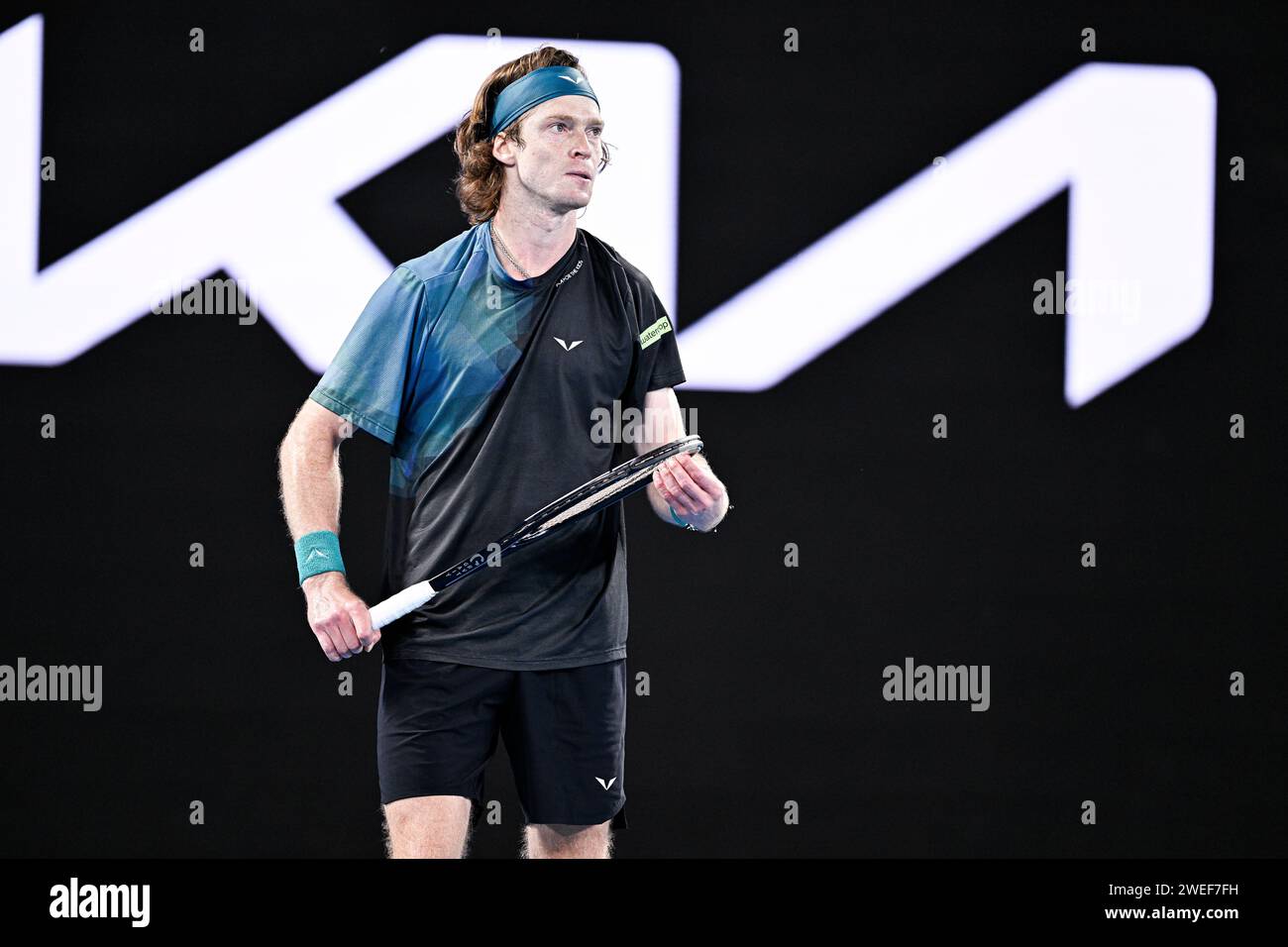 Paris, France. 23rd Jan, 2024. Andrey Rublev during the Australian Open ...