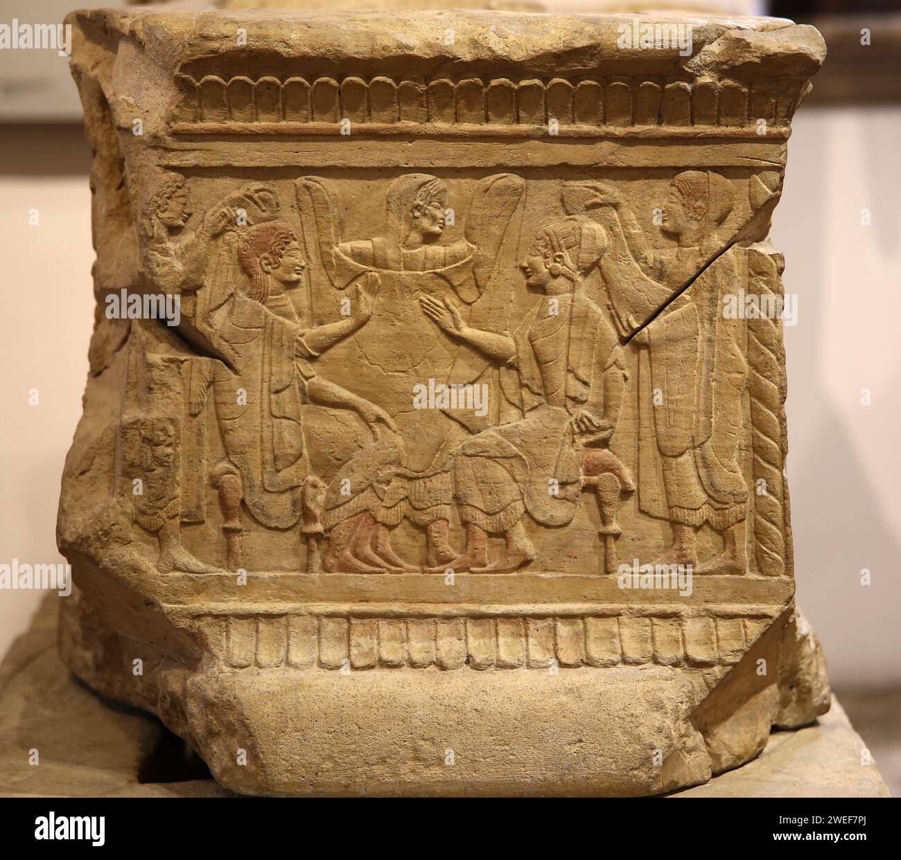 Etruscan civilization. Relief from a funerray Cippus. 5th cent. BC ...