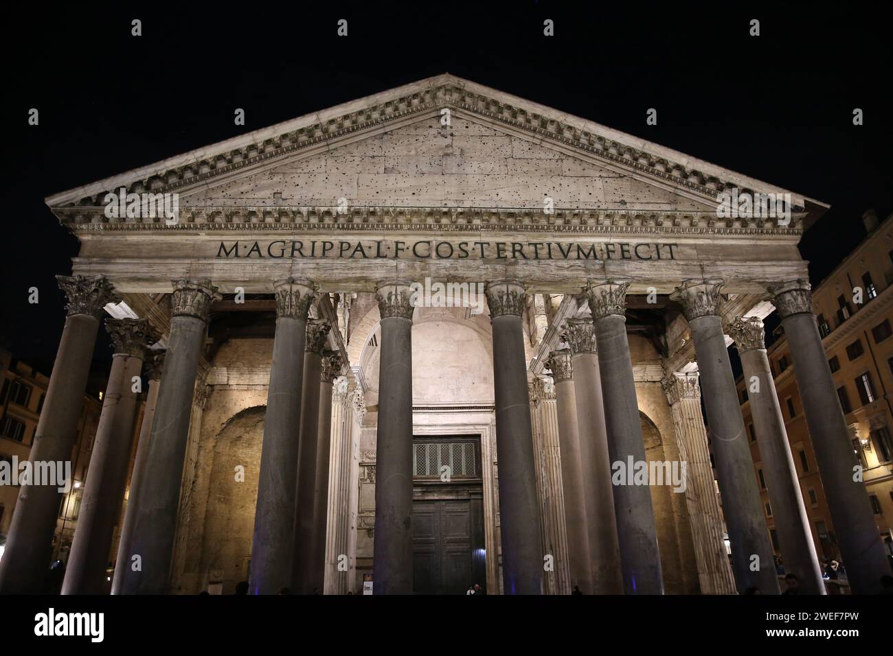 Italy. Rome. Pantheon. Ancient Roman temple. View of Facade. 2nd ...