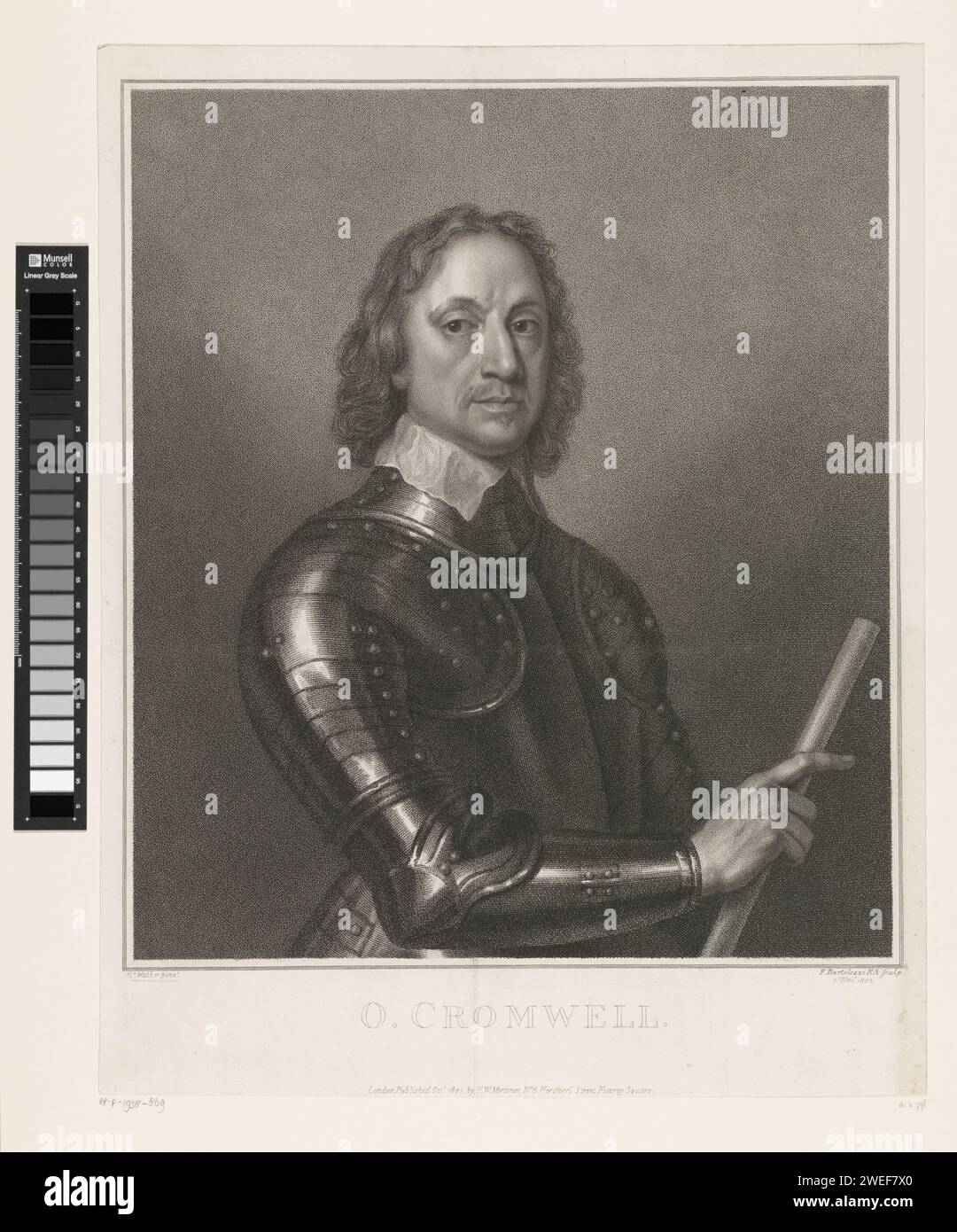 Portret van Oliver Cromwell, Francesco Bartolozzi, after Robert Walker ...