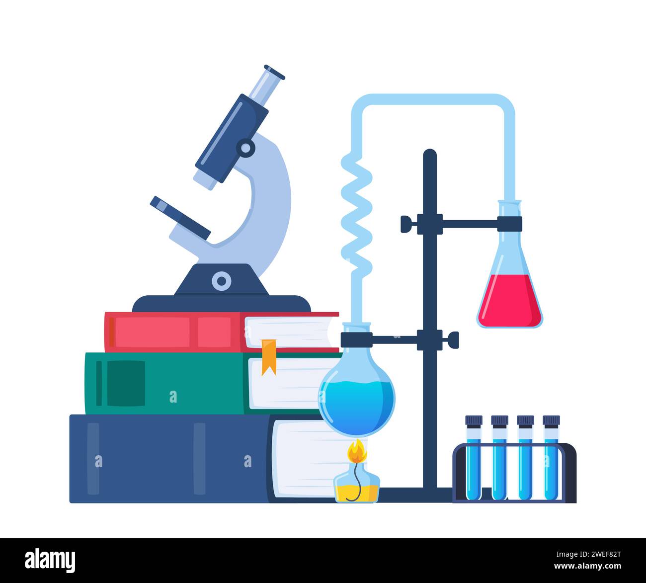 Chemical laboratory research. Chemical Laboratory equipment and books ...