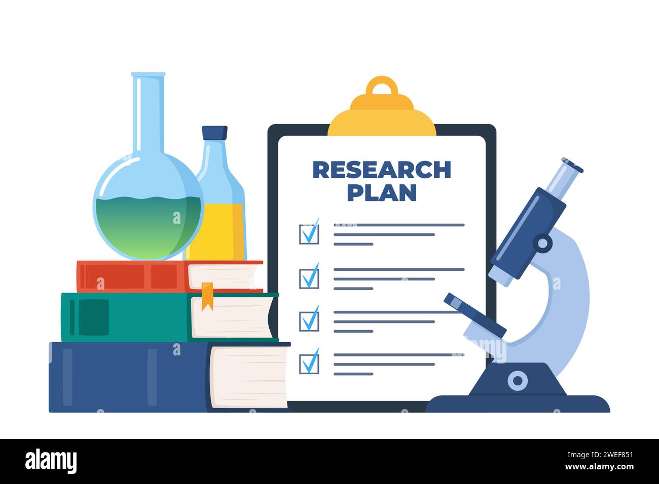 Chemical laboratory research plan on clipboard with checklist. Chemical ...