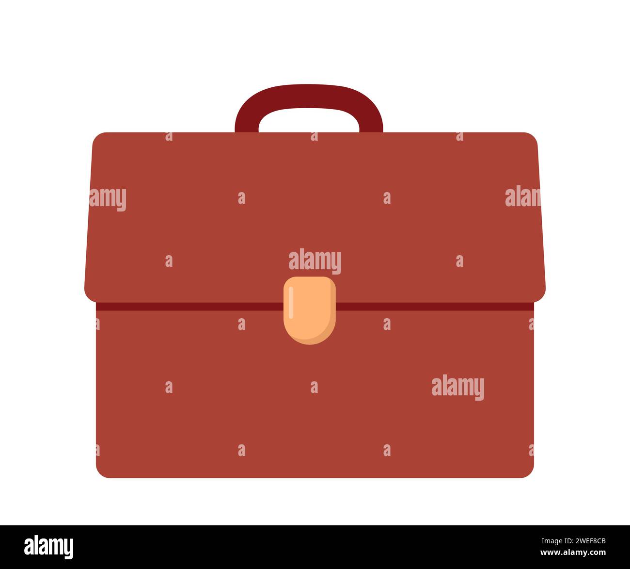 Brown briefcase with golden lock. Vector illustration in flat style ...