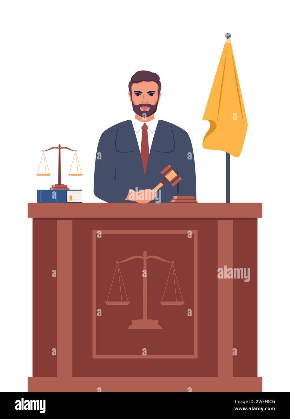 Judge with hammer. Man in black robe with gavel. Jurisprudence, justice ...