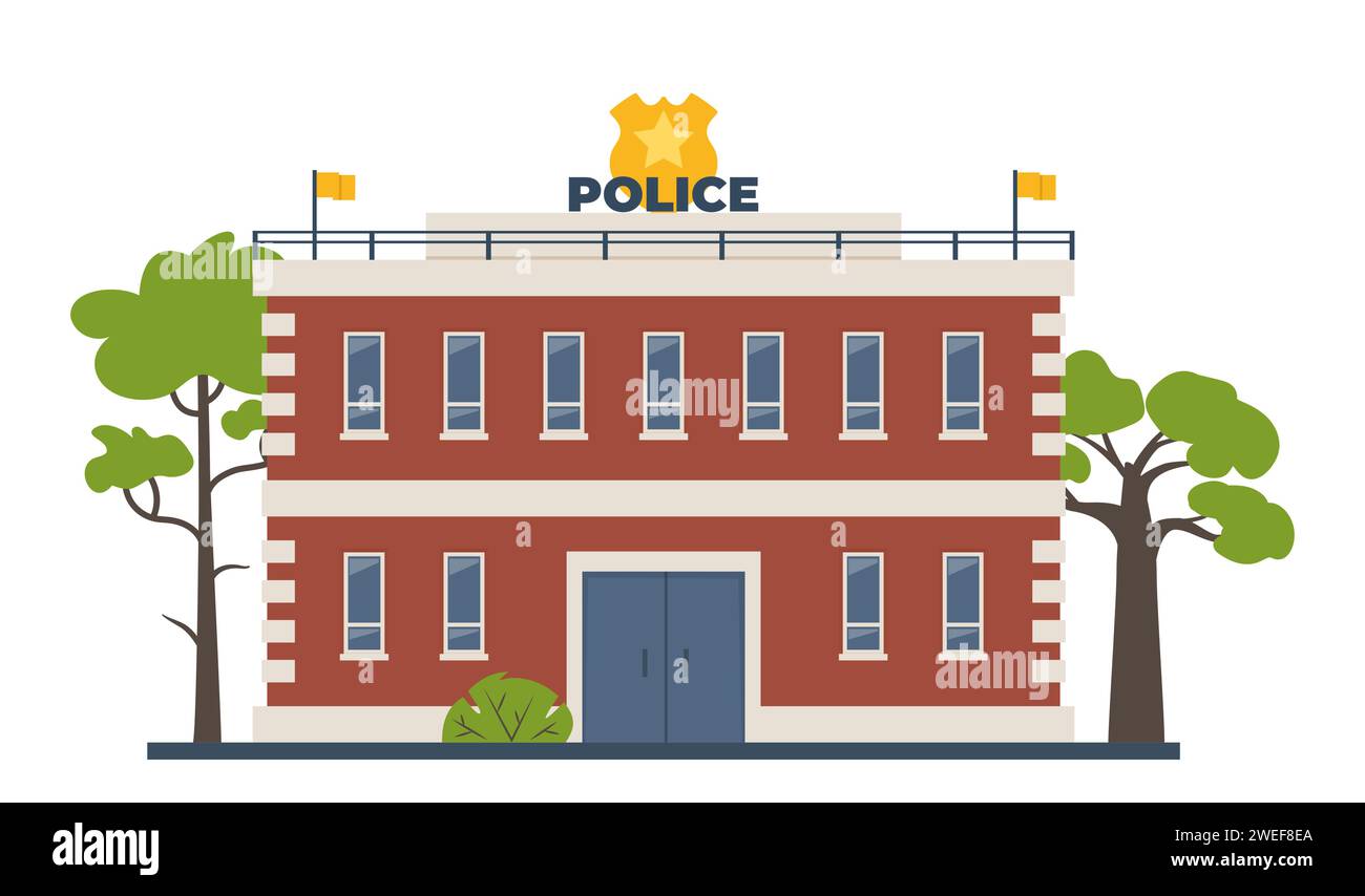Police Station Department Building, front view. Vector Illustration ...