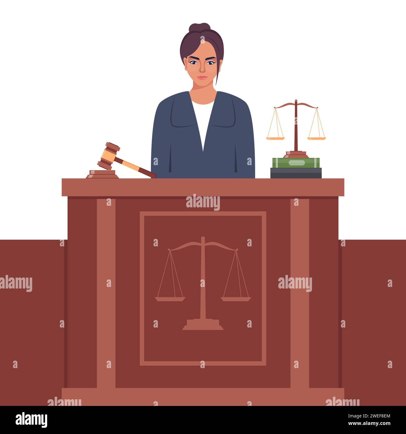 Judge with hammer. Woman in black robe with gavel. Jurisprudence ...