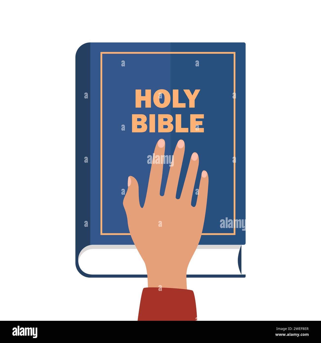 Human hand on the bible. Oath concept. Flat style vector illustration ...