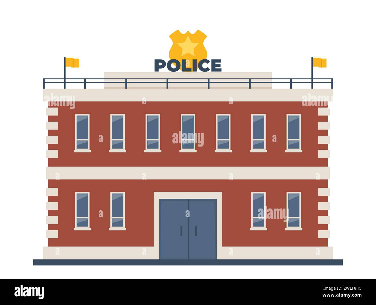 Police Station Department Building, front view. Vector Illustration ...