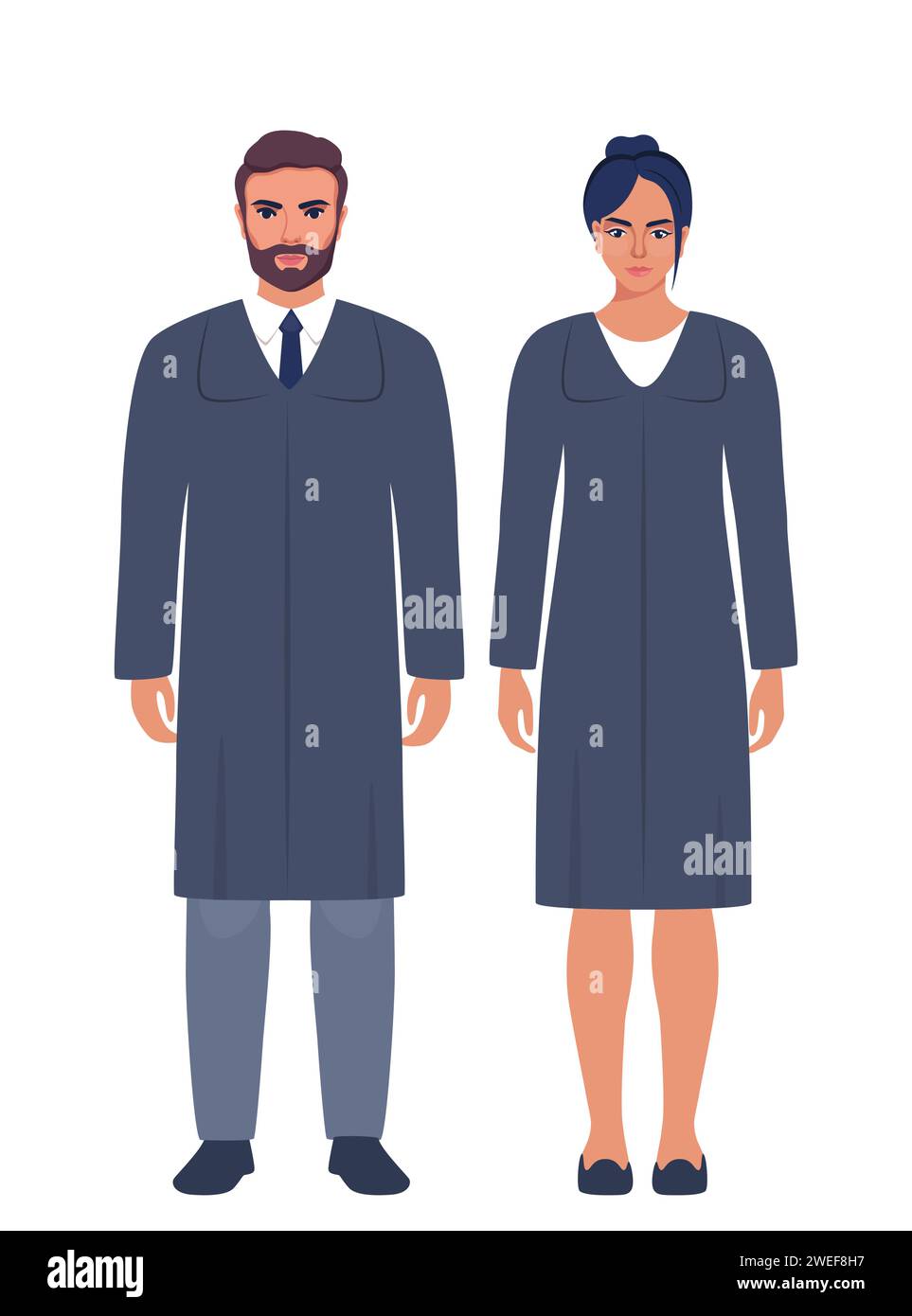 Judges characters. Woman and man legal consultants, court workers ...