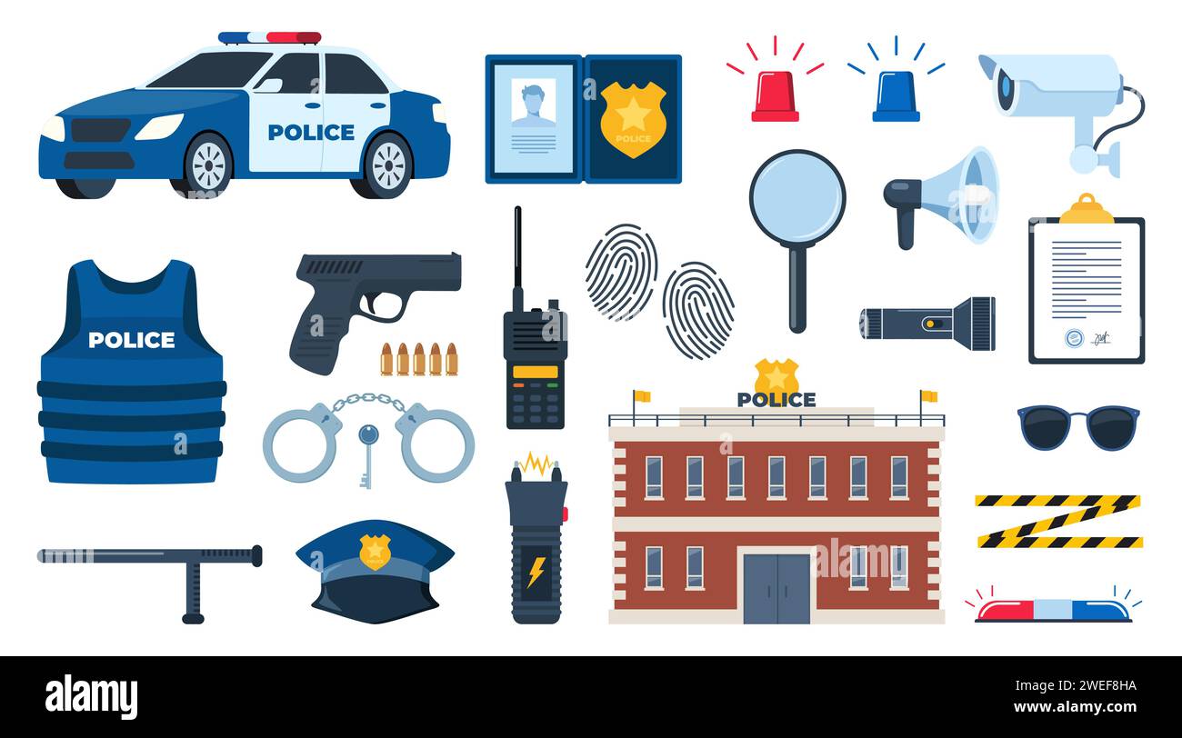 Police professional equipment for pursue and capture a criminal ...