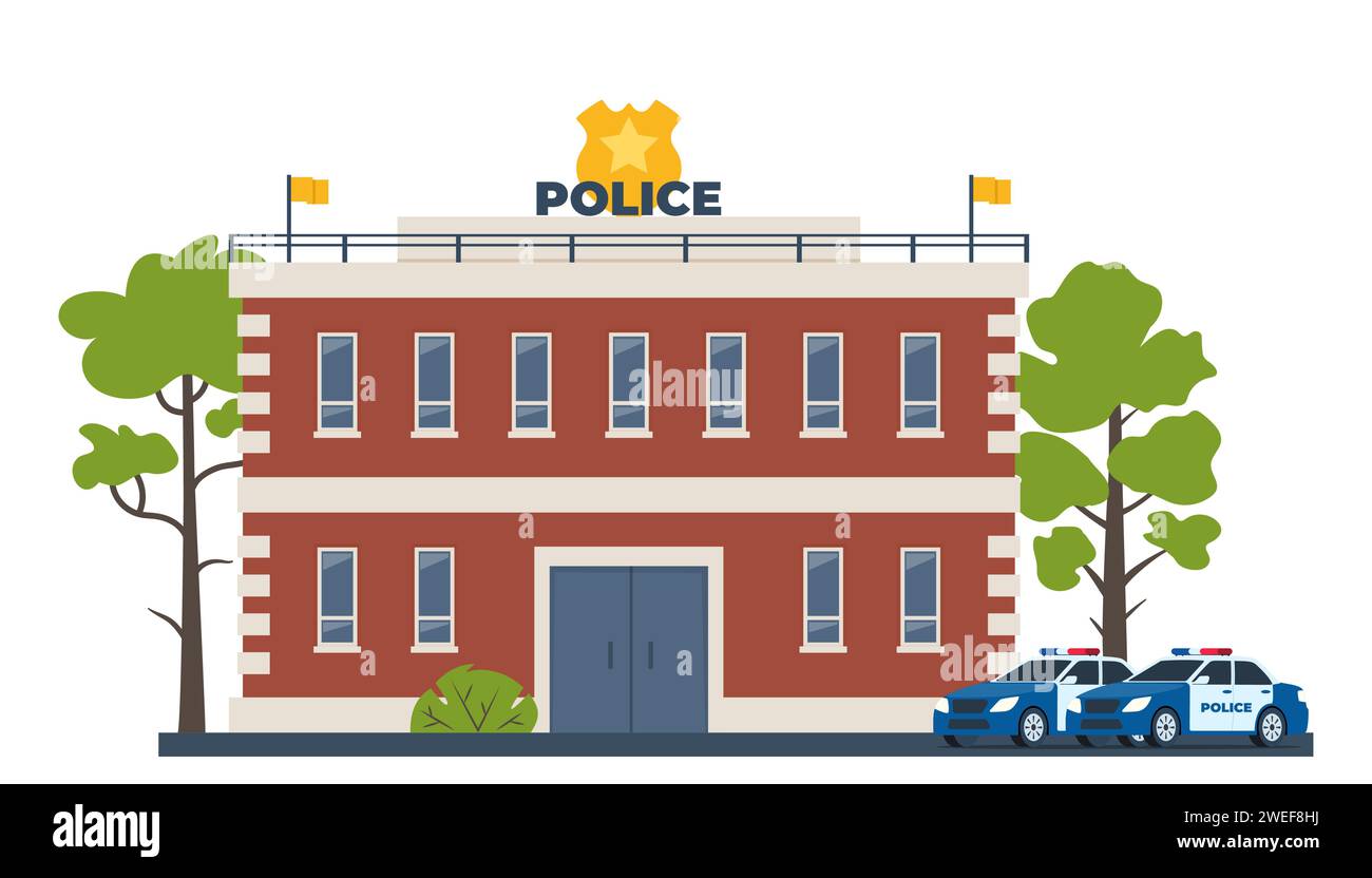 Police Station Department Building, front view. Vector Illustration ...