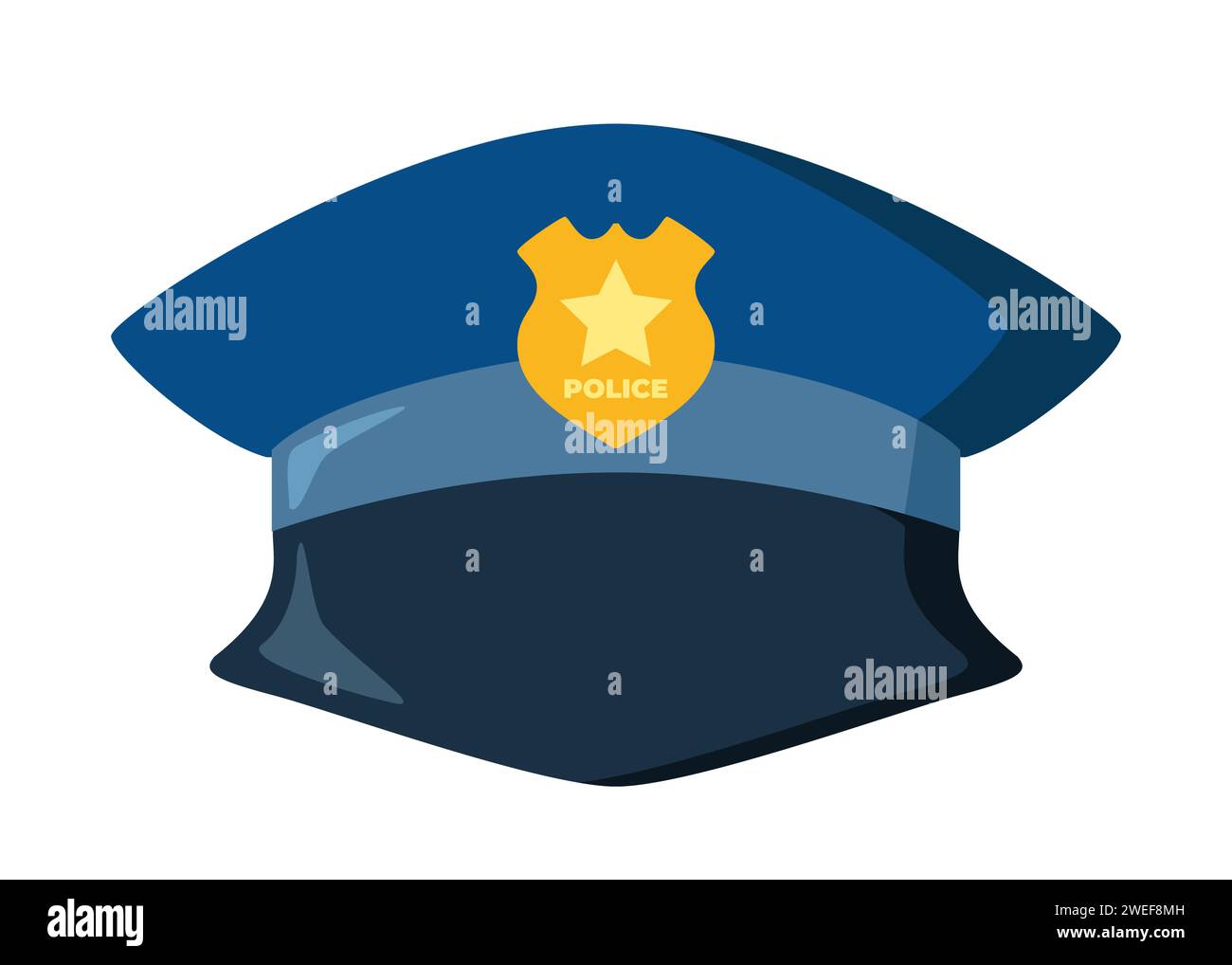 Police hat. Blue officer cop cap with black peak and police badge ...