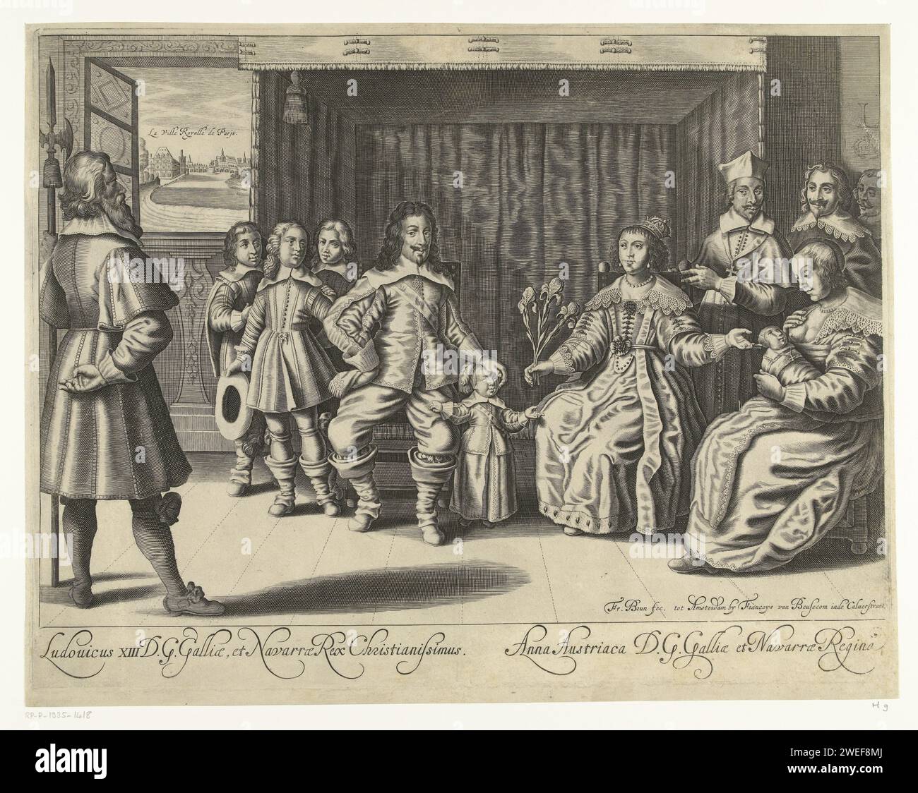 Family portrait of Louis XIII and his wife and sons, Frans Brun, after ...