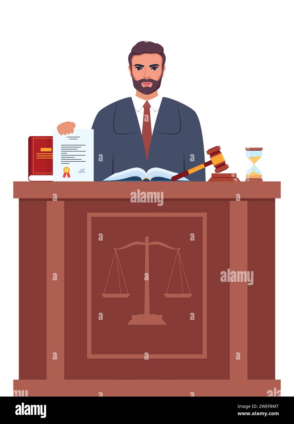 Judge with hammer. Man in black robe with gavel. Jurisprudence, justice ...
