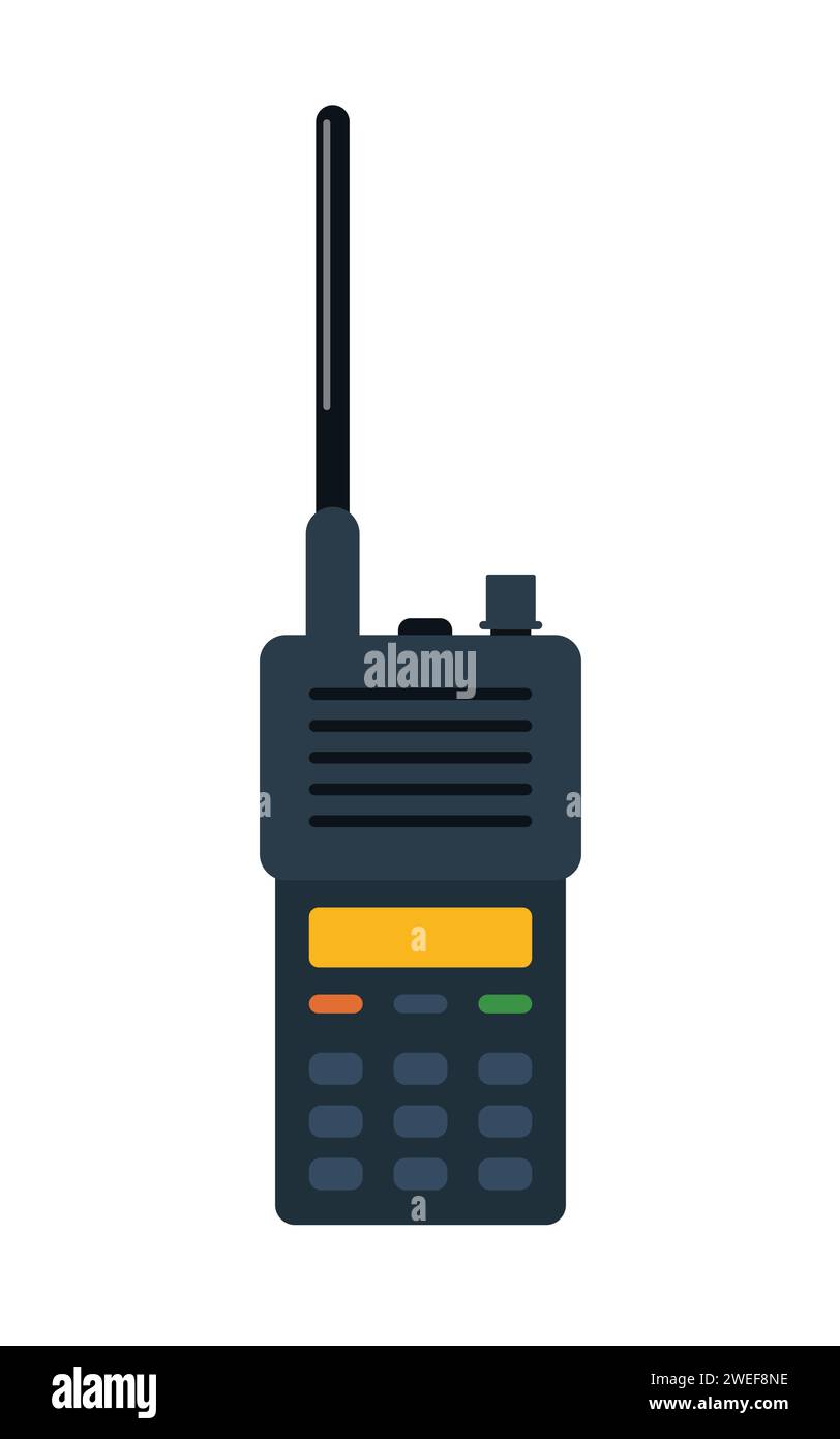 Police radio. Modern portable handheld radio device. Vector ...