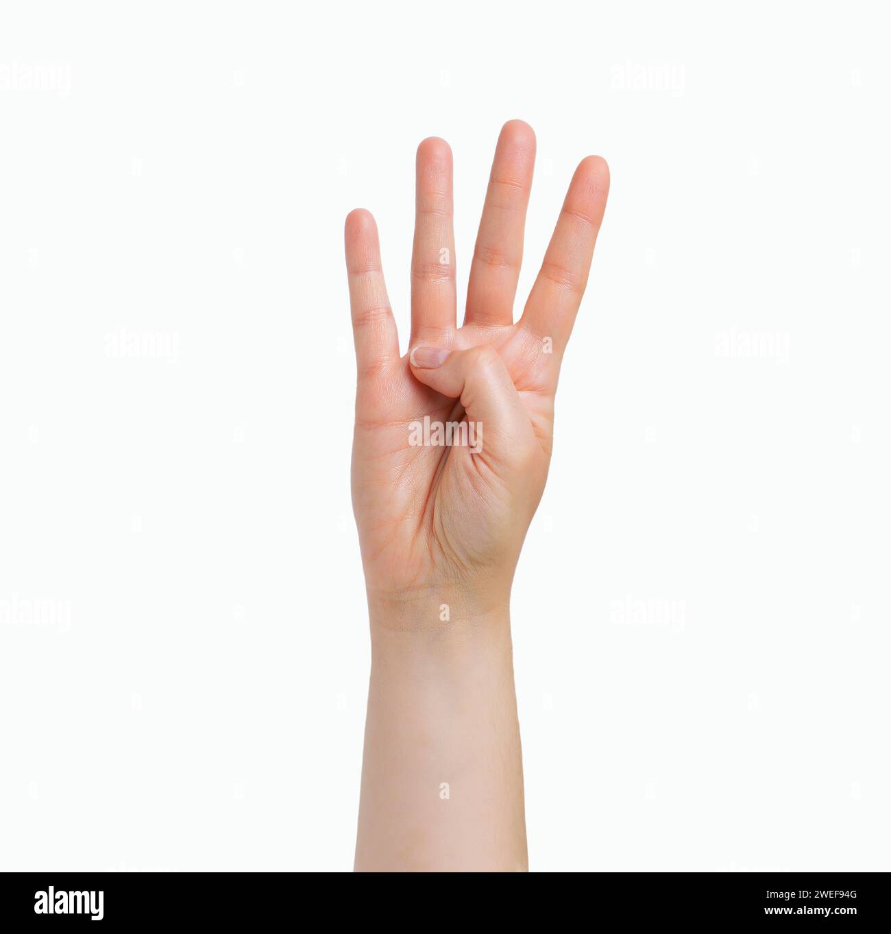 Hand showing four fingers hi-res stock photography and images - Alamy