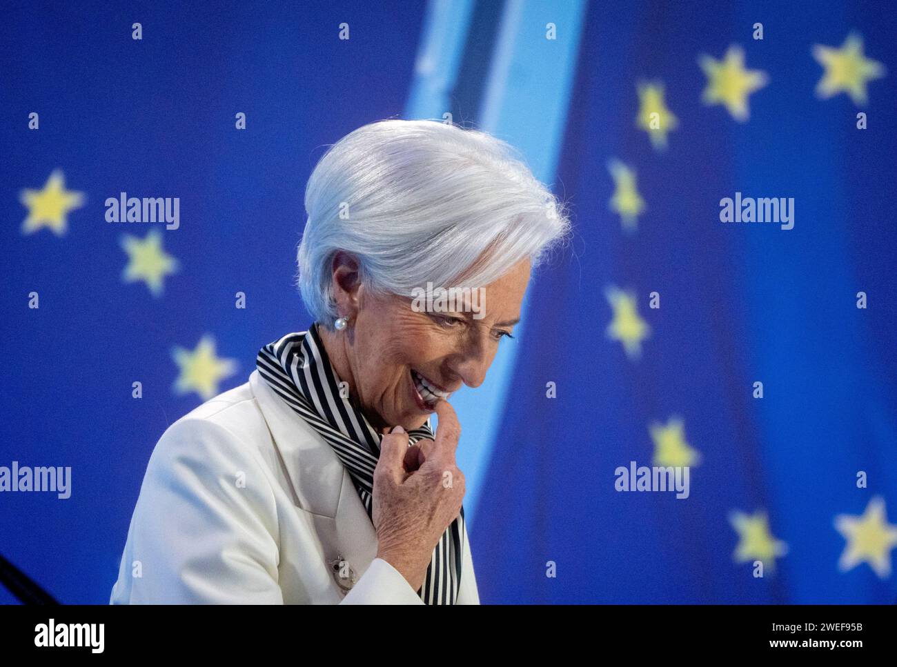President of European Central Bank, Christine Lagarde, attends a press ...