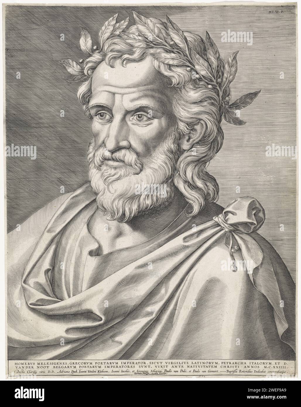 Homer, Hieronymus Wierix, 1563 - before 1619 print Portrait of the poet ...