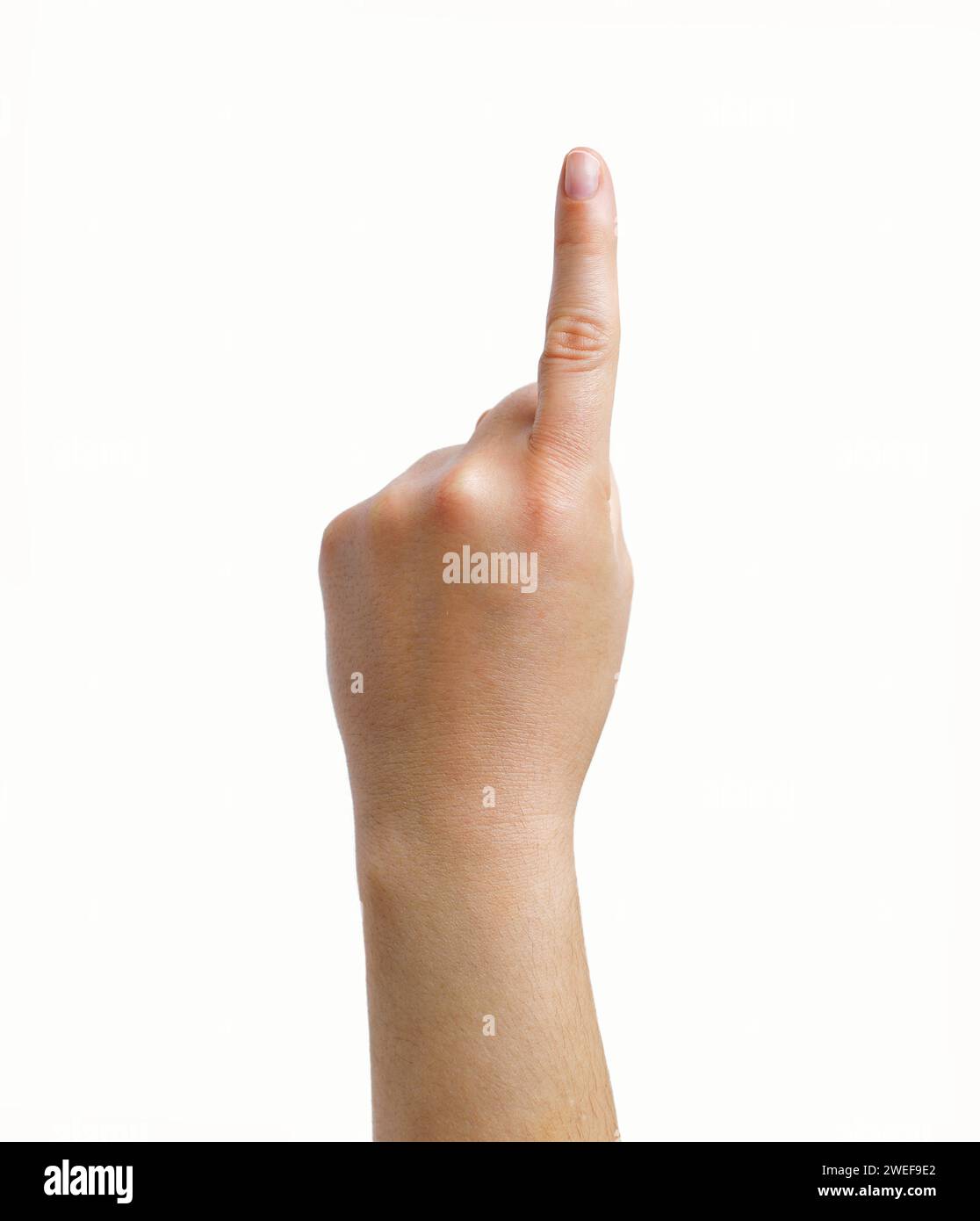 Woman hand showing forefinger up isolated on white Stock Photo - Alamy