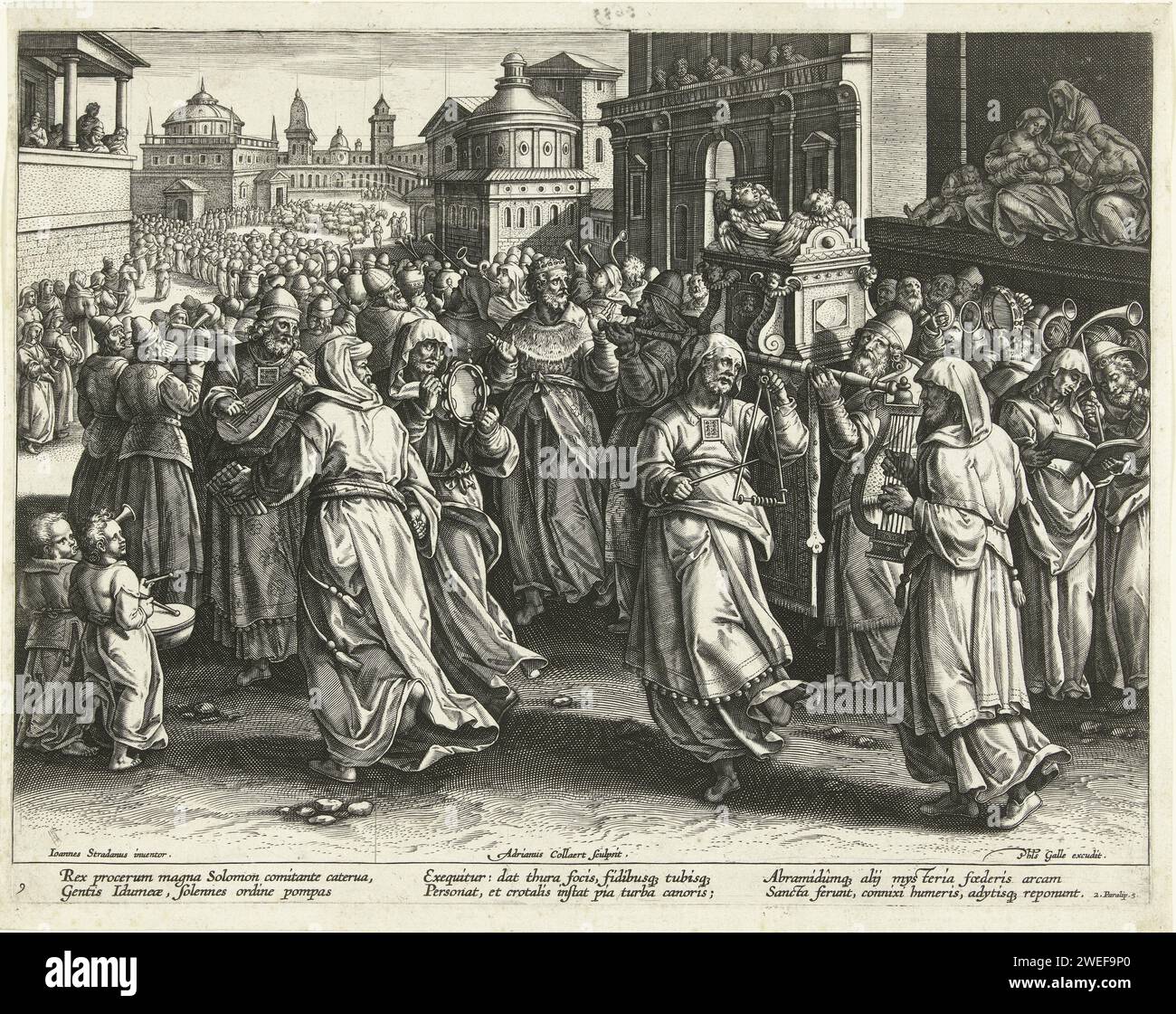 Ark des covenant transferred to the temple of Solomon, Adriaen Collaert ...