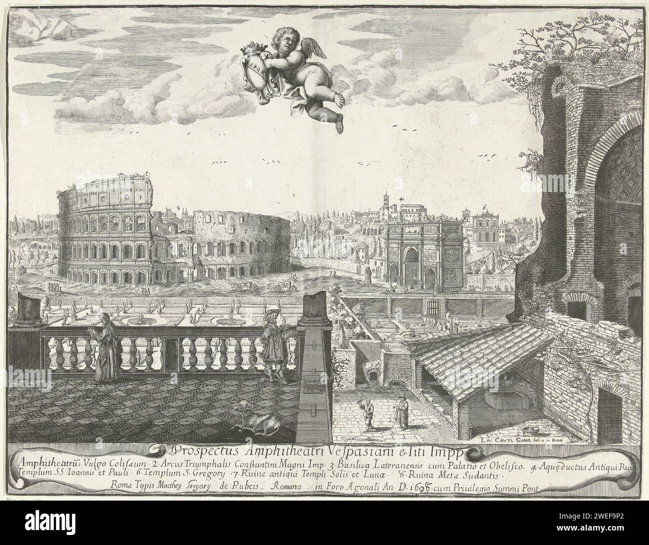 View of the Colosseum and the Bow of Constantijn, Lievin Cruyl, 1696 ...