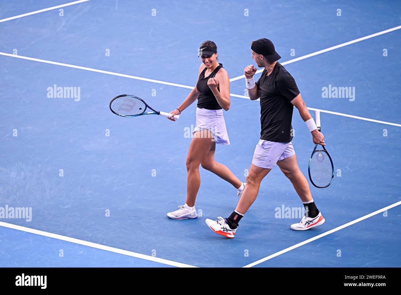 Paris, France. 24th Jan, 2024. Jaimee Fourlis and Andrew Harris during the Australian Open AO ...