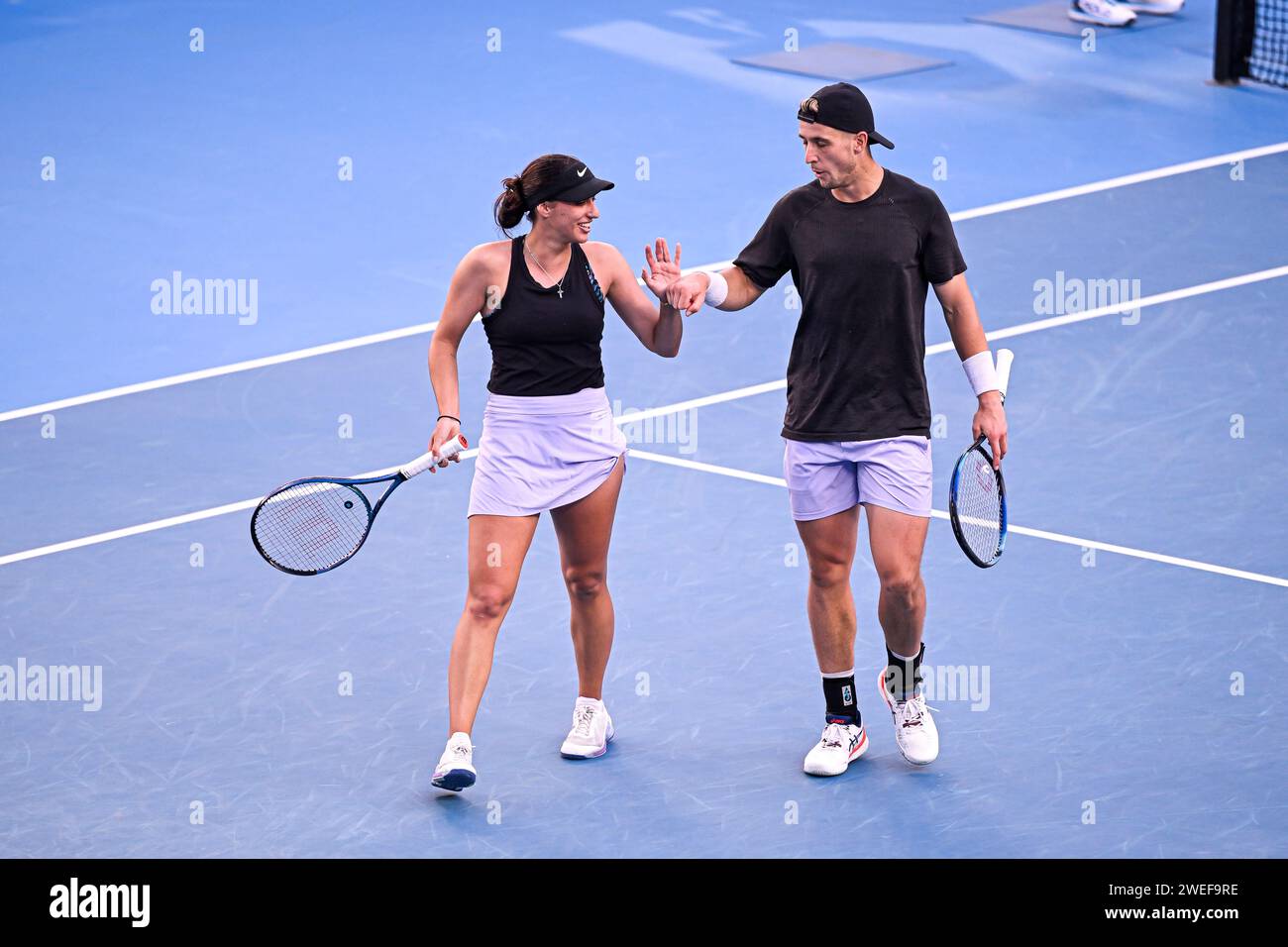 Paris, France. 24th Jan, 2024. Jaimee Fourlis and Andrew Harris during the Australian Open AO ...